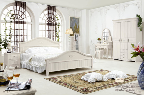 China modern white solid wood bed room furniture supplier