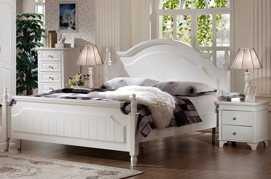 China modern white wooden bed room furniture supplier