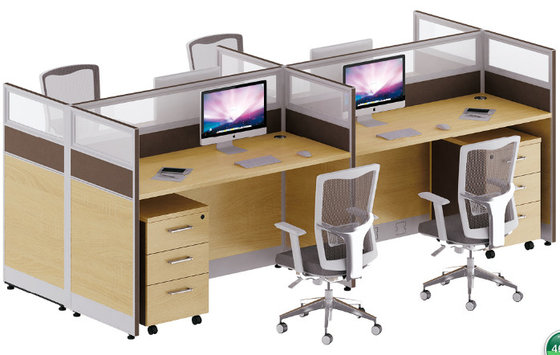China modern 4 seater office galss partition table furniture supplier