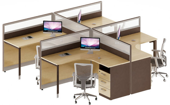 China modern 4 seater office galss cubicle table furniture supplier