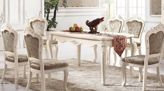 China luxury cream French style wood rectangle dining table furniture supplier