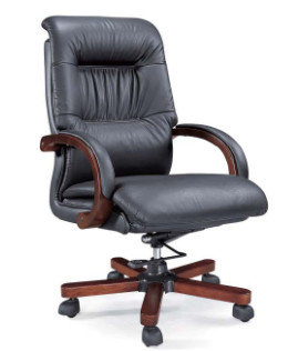 China luxury office wooden frame swivel manager arm chair supplier