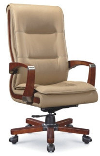 China modern high back office executive manager wood arm chair furniture supplier