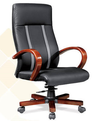 China modern high back PU leather wood arm manager office chair furniture supplier
