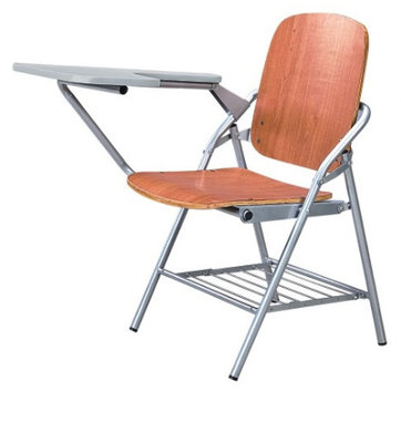 China durable foldable plywood training chair with tablet and basket supplier