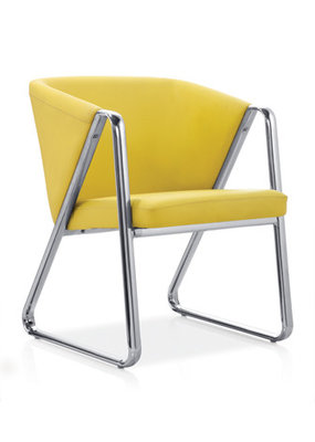 China modern leather meeting chair with chrome leg/leather visitor chair with chrome foot/leather dining chair with metal leg supplier
