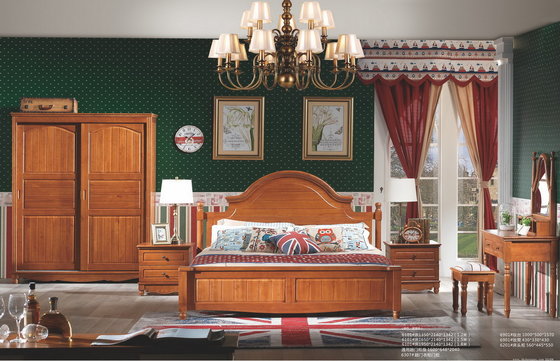 China luxury solid wood teenager bed room set wooden bed with storage supplier