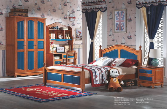China youth solid wood bed room set furniture supplier