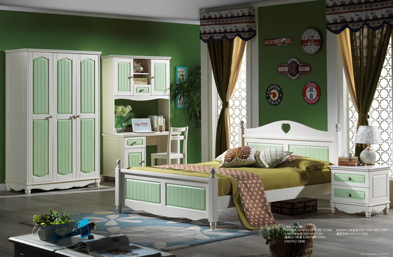 China green youth solid wood bed room set furniture supplier