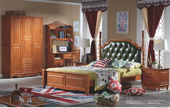 China luxury teenagers 1.5m solid wood bed room set furniture supplier