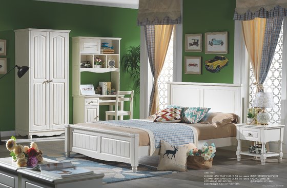China white youth solid wood 1.8m bed room set bed furniture supplier