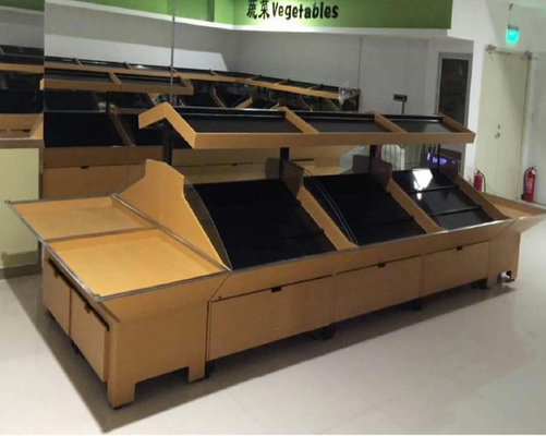 China supermarket wood fruit display supplier
