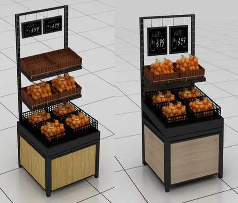 China 3 2 tier fruit and vegetable produce display rack shelves supplier