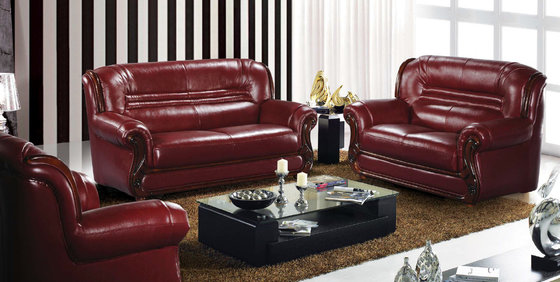 China luxury living room top leather sofa 1+2+3 brown genuine leather sofa set supplier