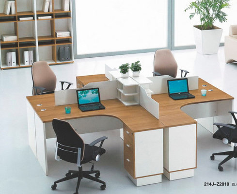 China modern 4 persons + type office table workstation in warehouse in Foshan supplier