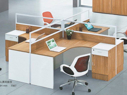 China modern 4 seats office table low glass partition with drawers in warehouse in Foshan supplier