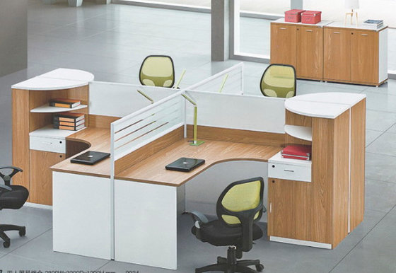 China modern 4 seats office table workstation with cabinets in warehouse in Foshan supplier