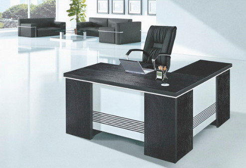 China modern wood black L type office manager table furniture in warehouse supplier