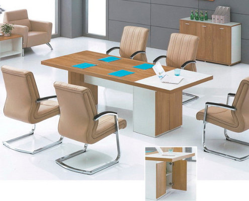China Modern 2.4m melamine conference table with storage in warehouse supplier