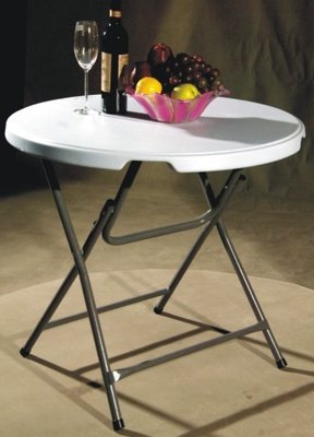 standing round folding table/round foldable HDPE table furniture supplier