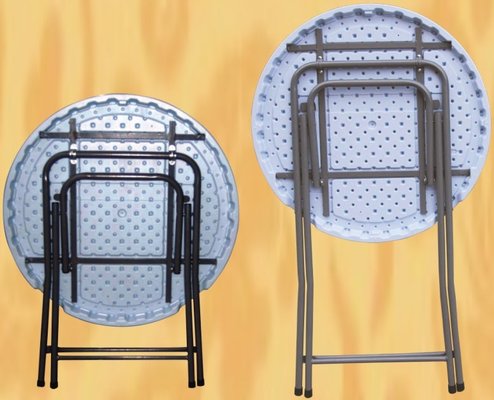 standing round folding table/round foldable HDPE table furniture supplier
