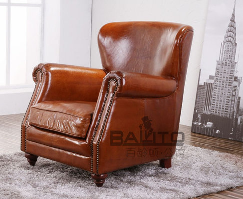 brown antique style leather chair furniture,#2004 supplier
