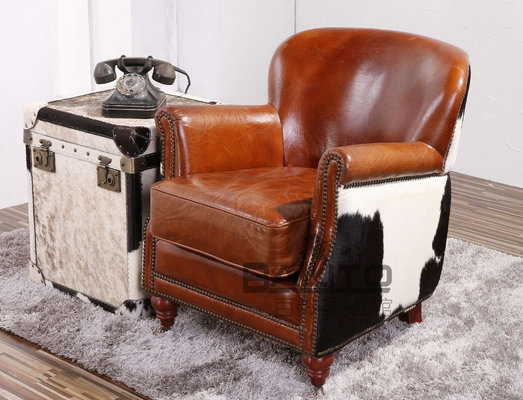 brown antique style leather chair furniture,#2004 supplier