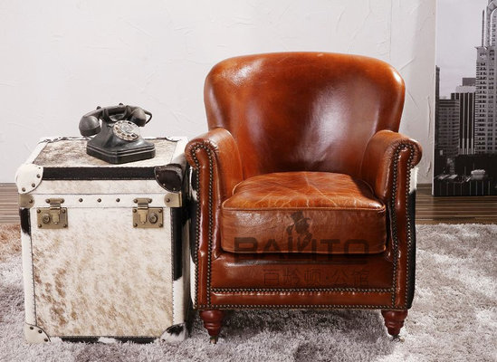 brown antique style leather chair furniture,#2004 supplier