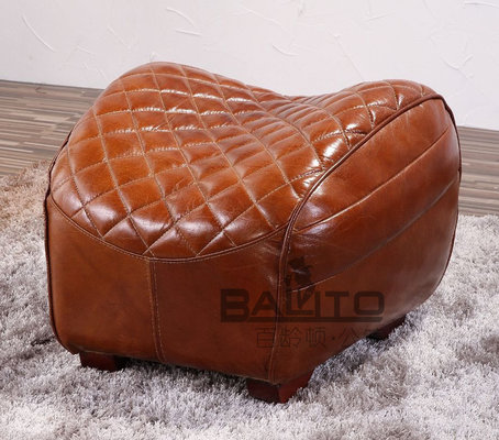 brown antique style leather ottoman,#2006-OTTOMAN supplier