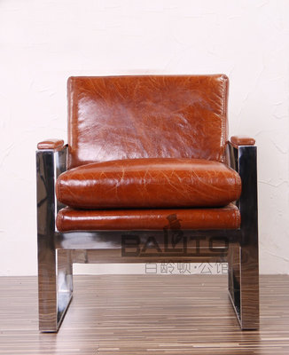 antique leather chair with metal frame,#2011 supplier