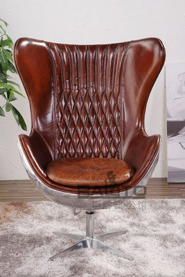 luxury antique high back leather swivel leisure chair with aluminium back,#2016 supplier