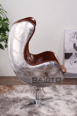 luxury antique high back leather swivel leisure chair with aluminium back,#2016 supplier