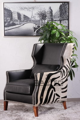classical zebra style leather arm chair furniture,#2044 supplier