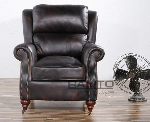 classical Europe style black arm leather chair,#2086 supplier