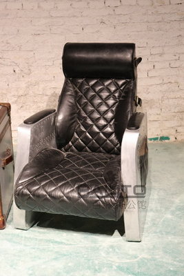 antique black leather chair with aluminium frame,#730B supplier