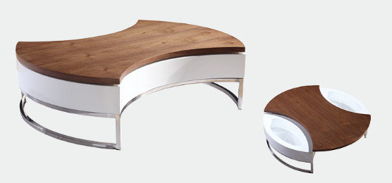 Modern living room round coffee table with swivel top supplier