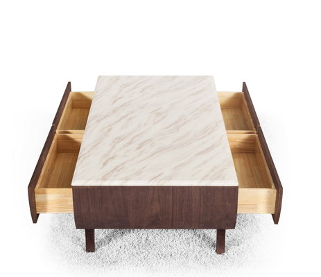 luxury Modern living room rectangle marble coffee drawer table furniture supplier