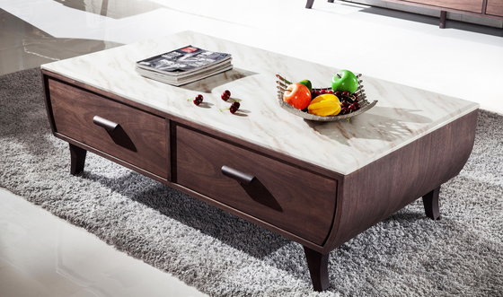 luxury Modern living room rectangle marble coffee drawer table furniture supplier