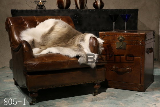 luxury antique cigar brown 1 seater leather sofa furniture supplier