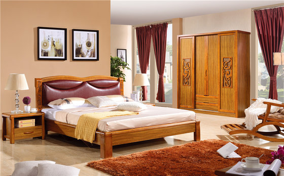 modern Zingana wood bed room set furniture supplier