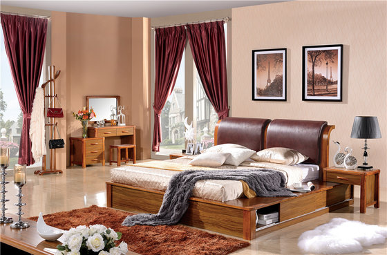 modern Zingana wood bed with sliding door furniture supplier