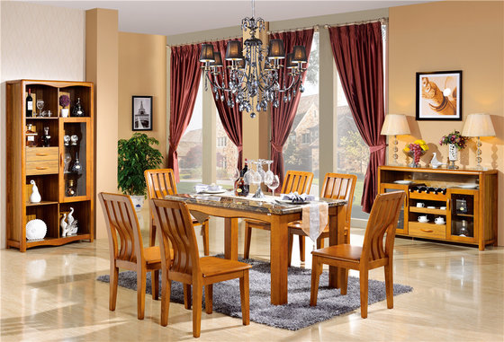 modern rectangle solid wood marble top dining table set supplier
