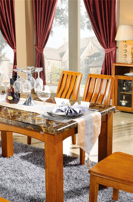 modern rectangle solid wood marble top dining table set supplier