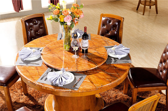 modern round solid wood marble top dining table set supplier