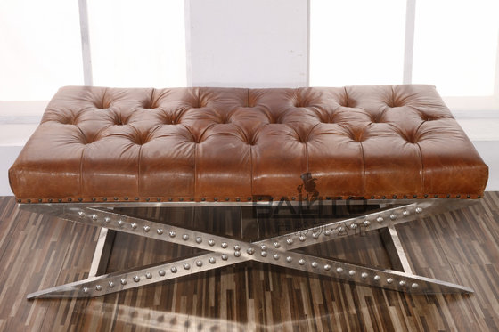 classical old style antique rectangle leather ottoman supplier