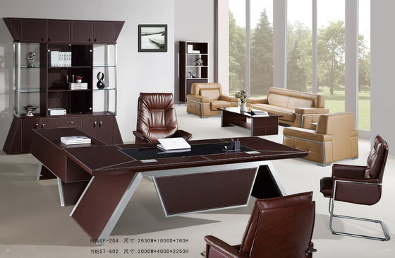 luxury office boss leather table furniture/luxury office boss leather desk supplier