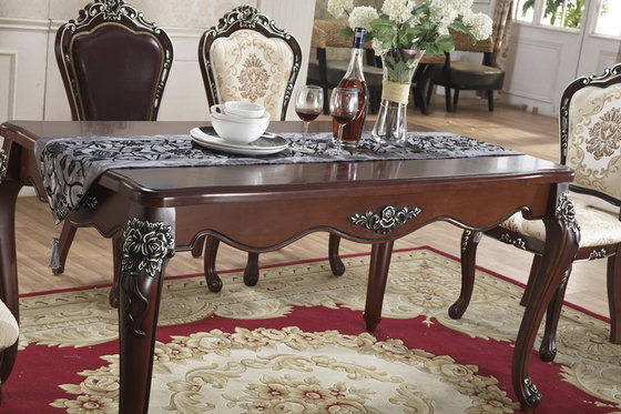 luxury dark color French style wood dining table furniture supplier