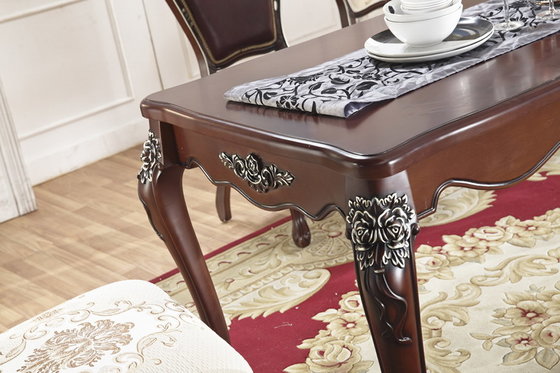 luxury dark color French style wood dining table furniture supplier