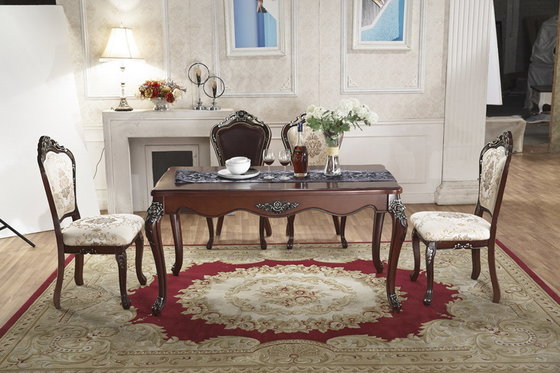 luxury dark color French style wood dining table furniture supplier