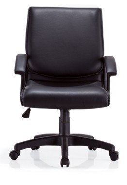 Guangdong office black medium black PU leather staff chair factory supplier